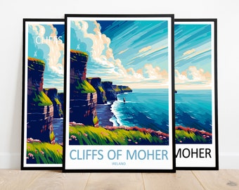 Cliffs of Moher Print Ireland Wall Art Travel Poster Wild Atlantic ...