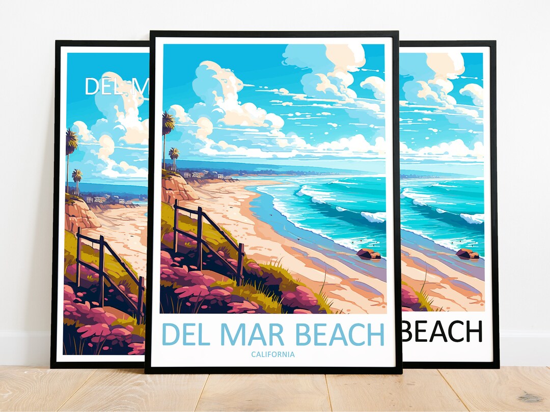 Del Mar Beach Travel Print Del Mar Beach Art Poster California Art ...
