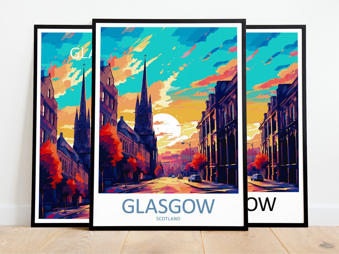 Glasgow Travel Print Art Glasgow Poster Scotland Wall Art Decor Glasgow ...