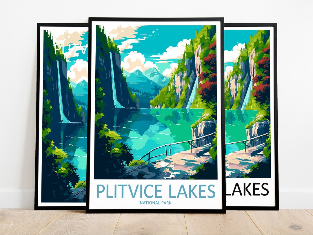 Plitvice Lakes Travel Poster Plitvice Lakes Print National Park Art ...
