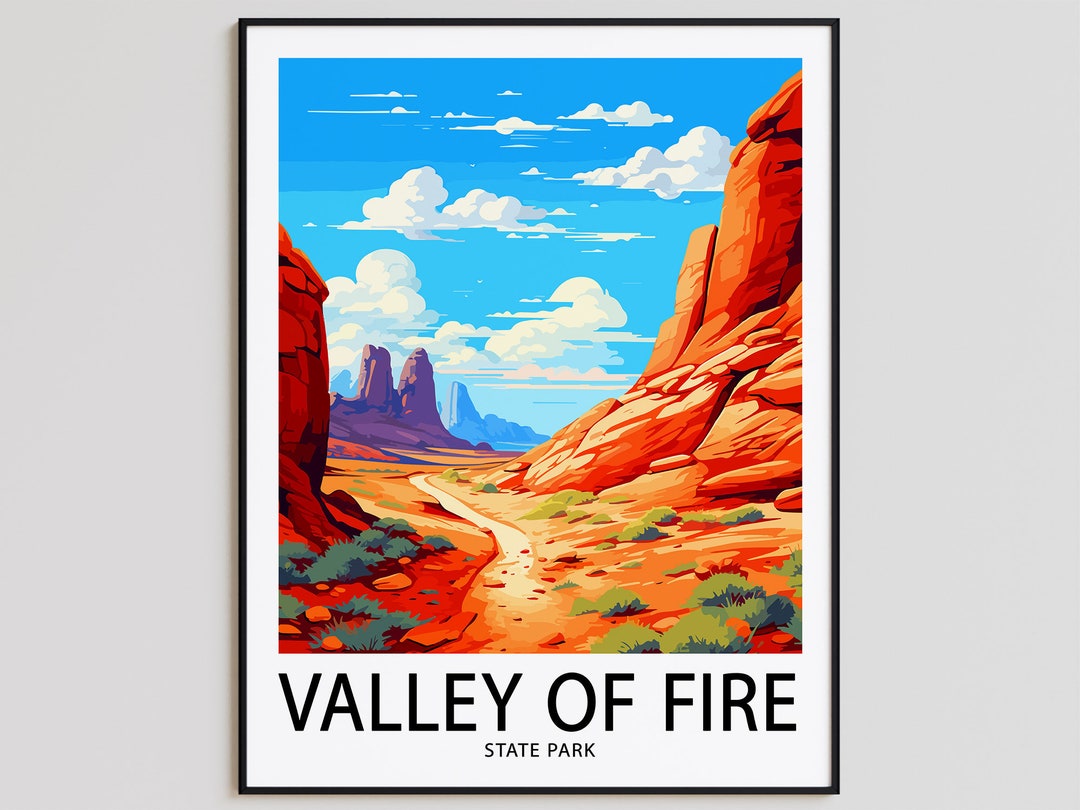 Valley of Fire Travel Poster Valley of Fire Print State Park Art Print ...