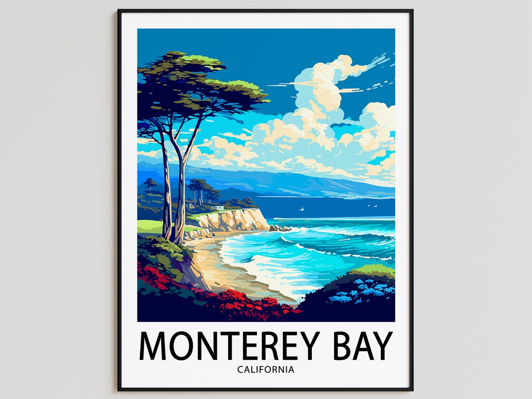Monterey Bay Reise Poster Monterey Bay Print California Art - Etsy