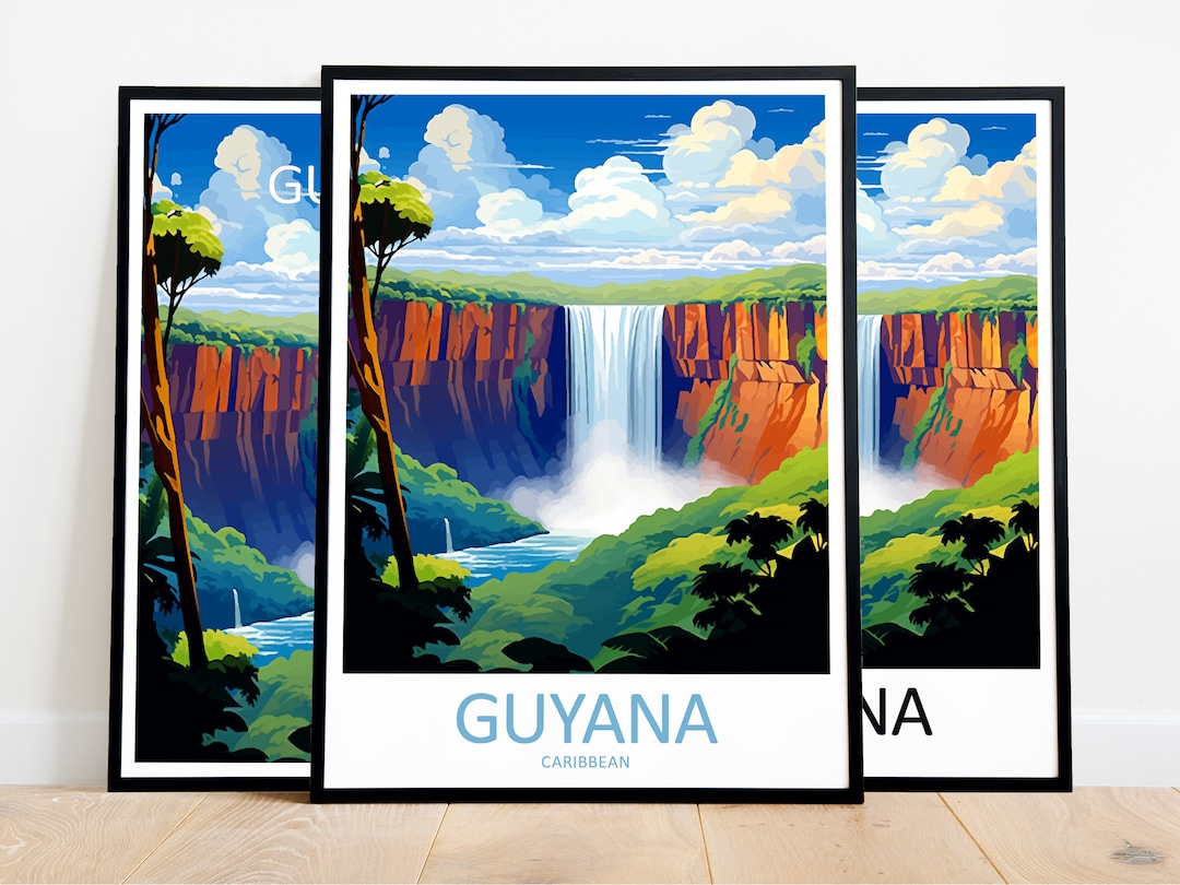 Guyana Travel Poster Guyana Print Caribbean Art Print Guyana Gift ...