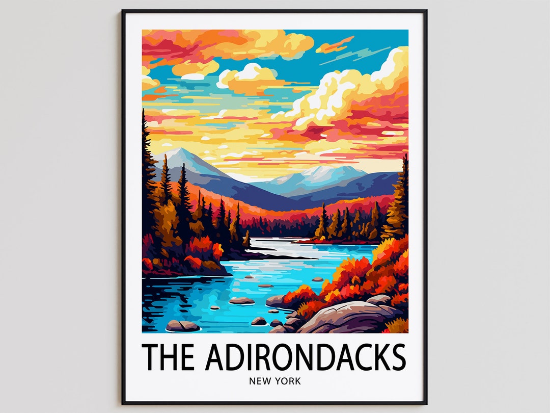 The Adirondacks Travel Poster the Adirondacks Print New York Art Print ...