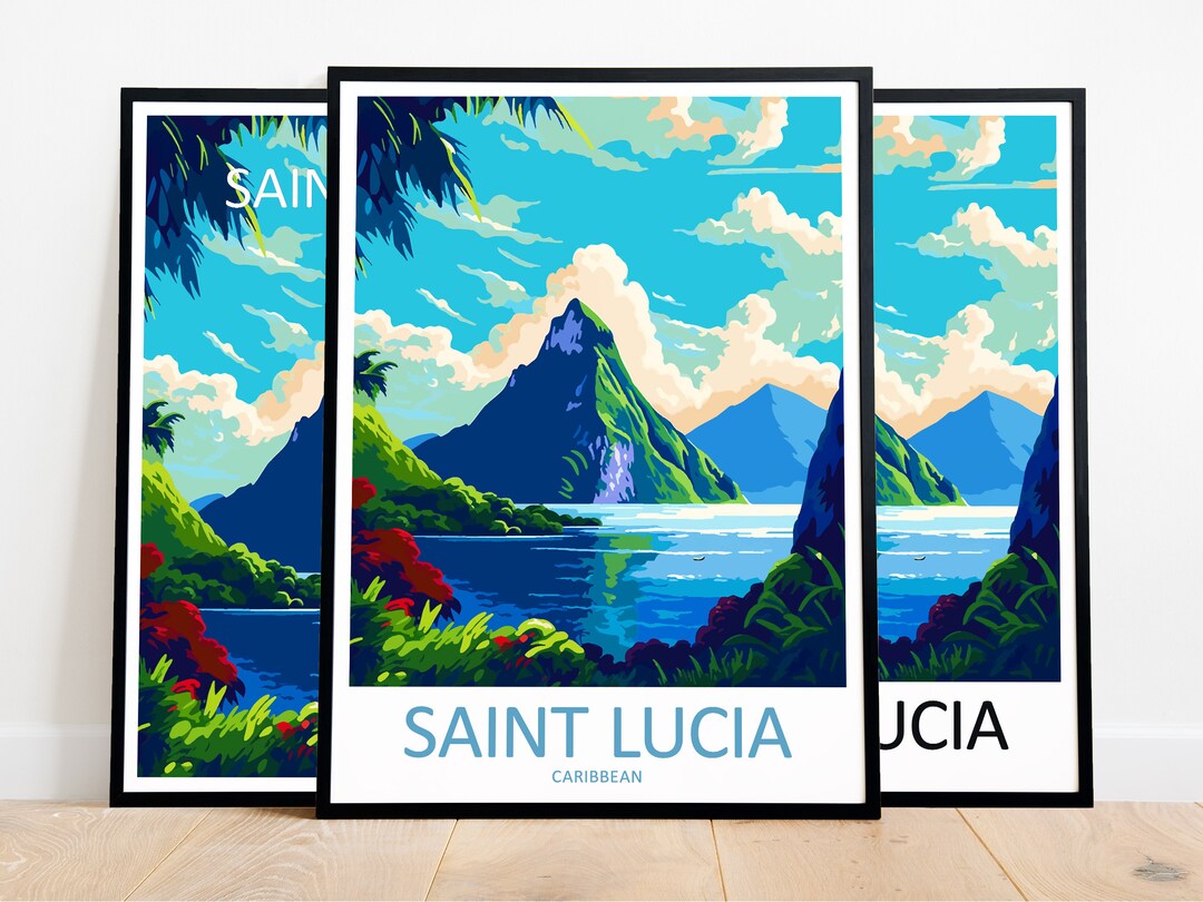 Saint Lucia Travel Print Saint Lucia Art Poster Caribbean Art Print ...