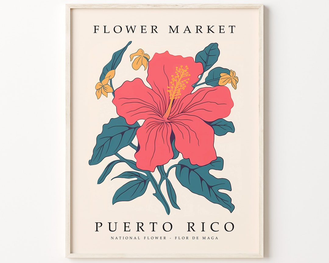 PUERTO RICO Flower Market Poster Puerto Rico State Flower Print Flor De ...
