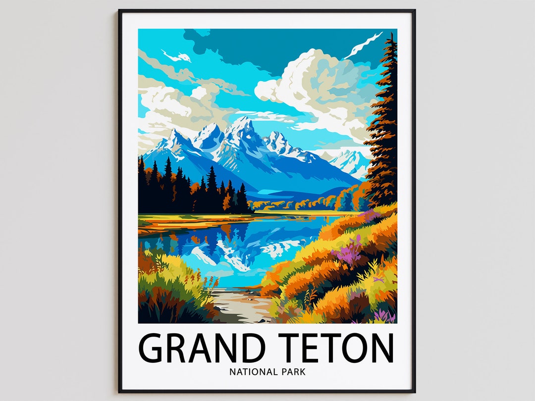 Grand Teton Travel Poster Grand Teton Print National Park Art Print ...