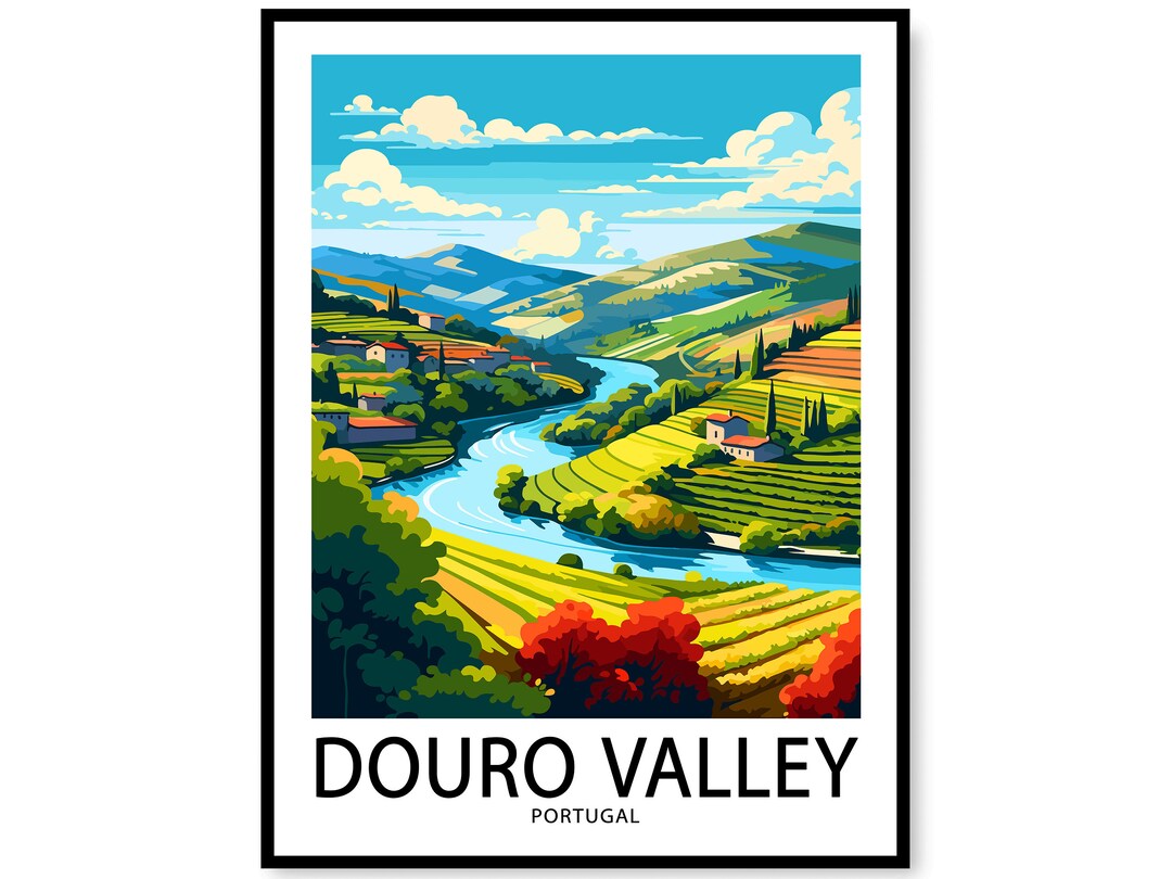 Douro Valley Travel Poster Douro Valley Print Portugal Art - Etsy