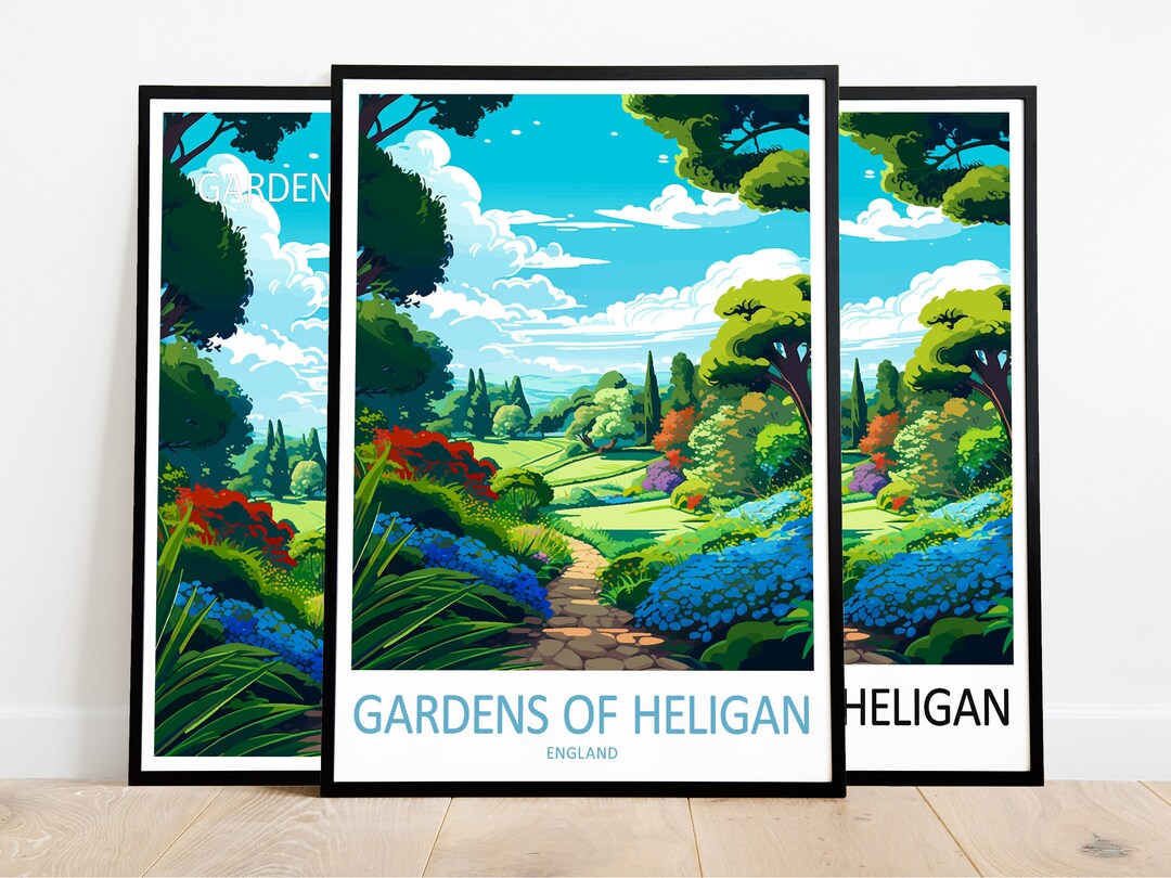 Gardens of Heligan Travel Poster Gardens of Heligan Print England Art ...