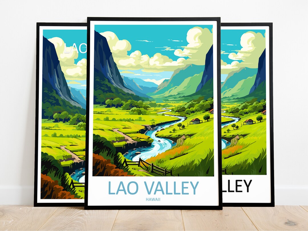 Lao Valley Travel Print Art Lao Valley Poster Hawaii Wall Art Decor Lao ...