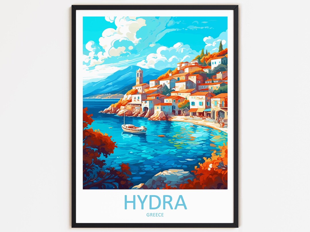Hydra Travel Print Wall Decor Wall Art Hydra Wall Hanging Home Décor ...