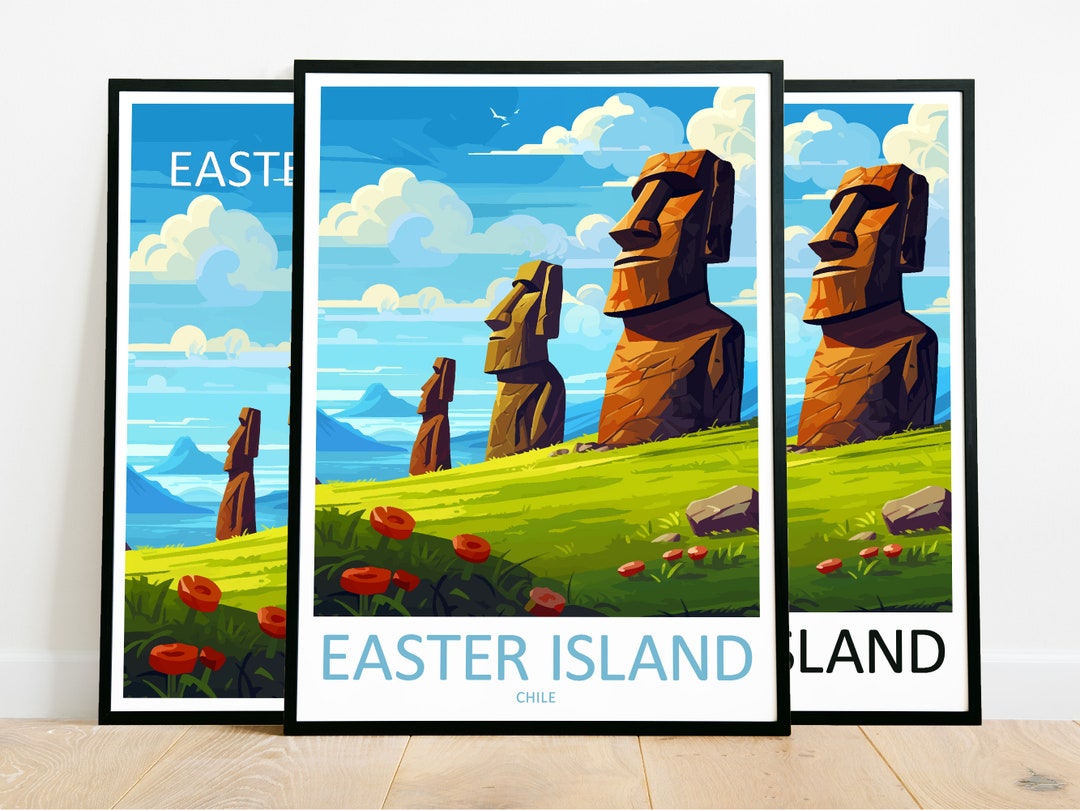 Easter Island Travel Print Easter Island Art Poster Chile Art Print ...