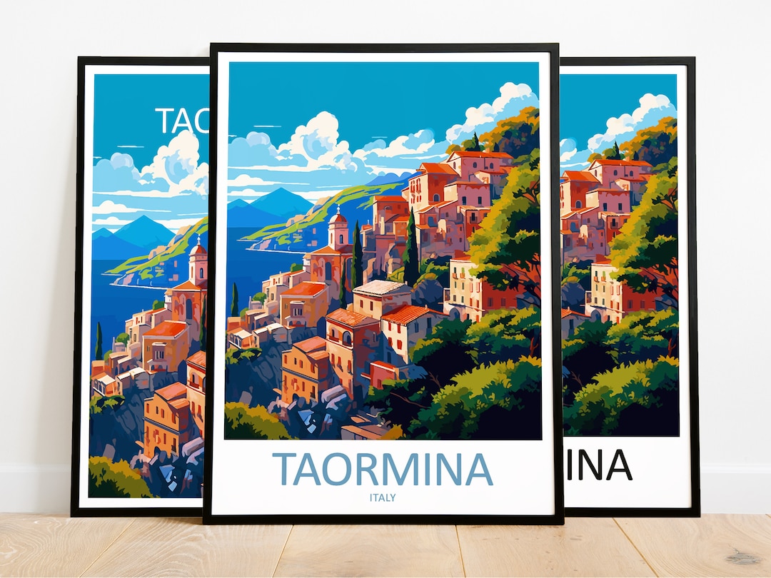 Taormina Travel Print Art Taormina Poster Italy Wall Art Decor Taormina ...