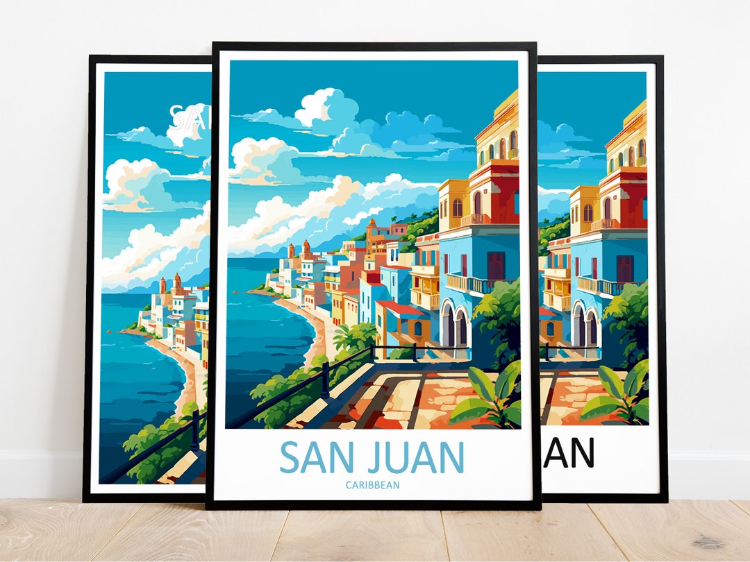 San Juan Travel Print Art San Juan Poster Caribbean Wall Art Decor San ...