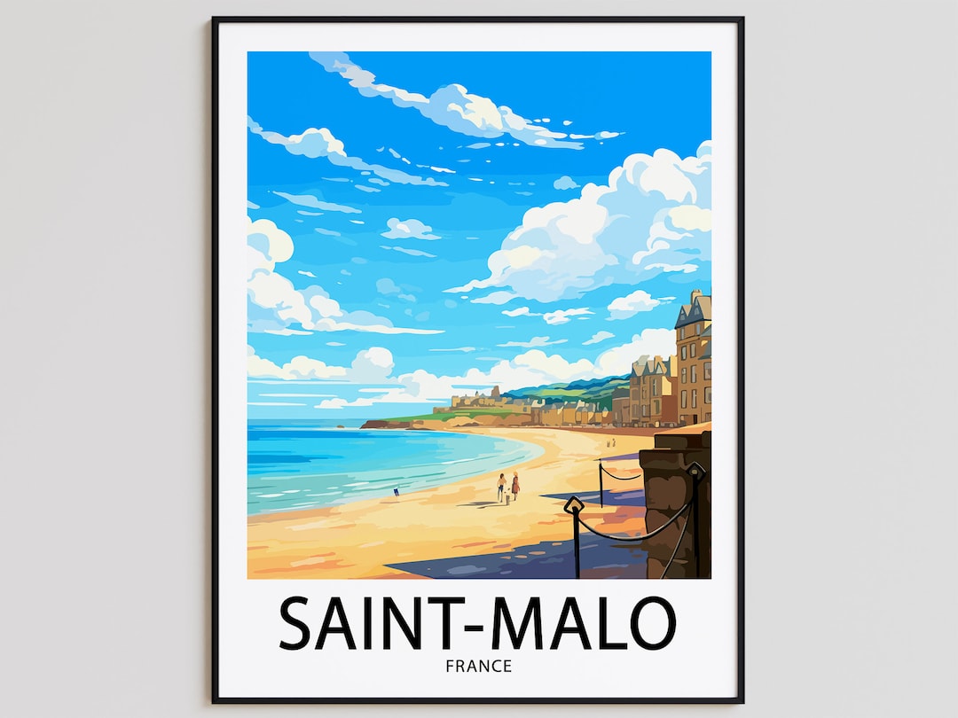 Saint-malo Travel Poster Saint-malo Print France Art Print Saint-malo ...