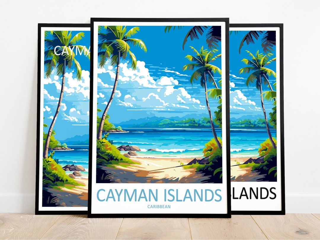 Cayman Islands Travel Print Cayman Islands Art Poster Caribbean Art ...