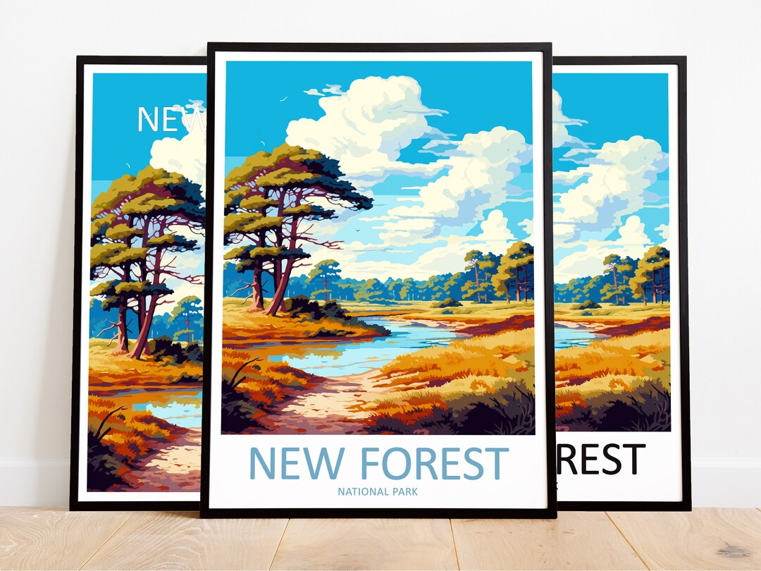 New Forest Travel Print New Forest Art Poster National Park Art Print ...