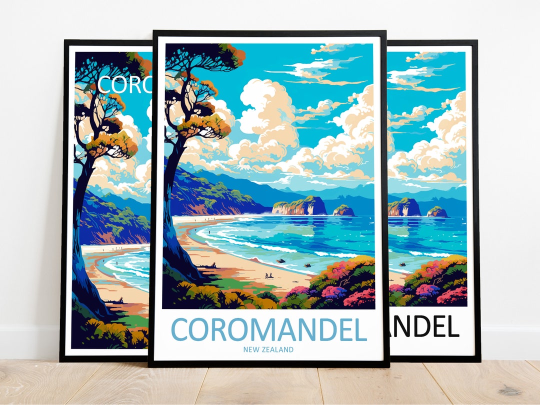 Coromandel Travel Print Art Coromandel Poster New Zealand Wall Art ...