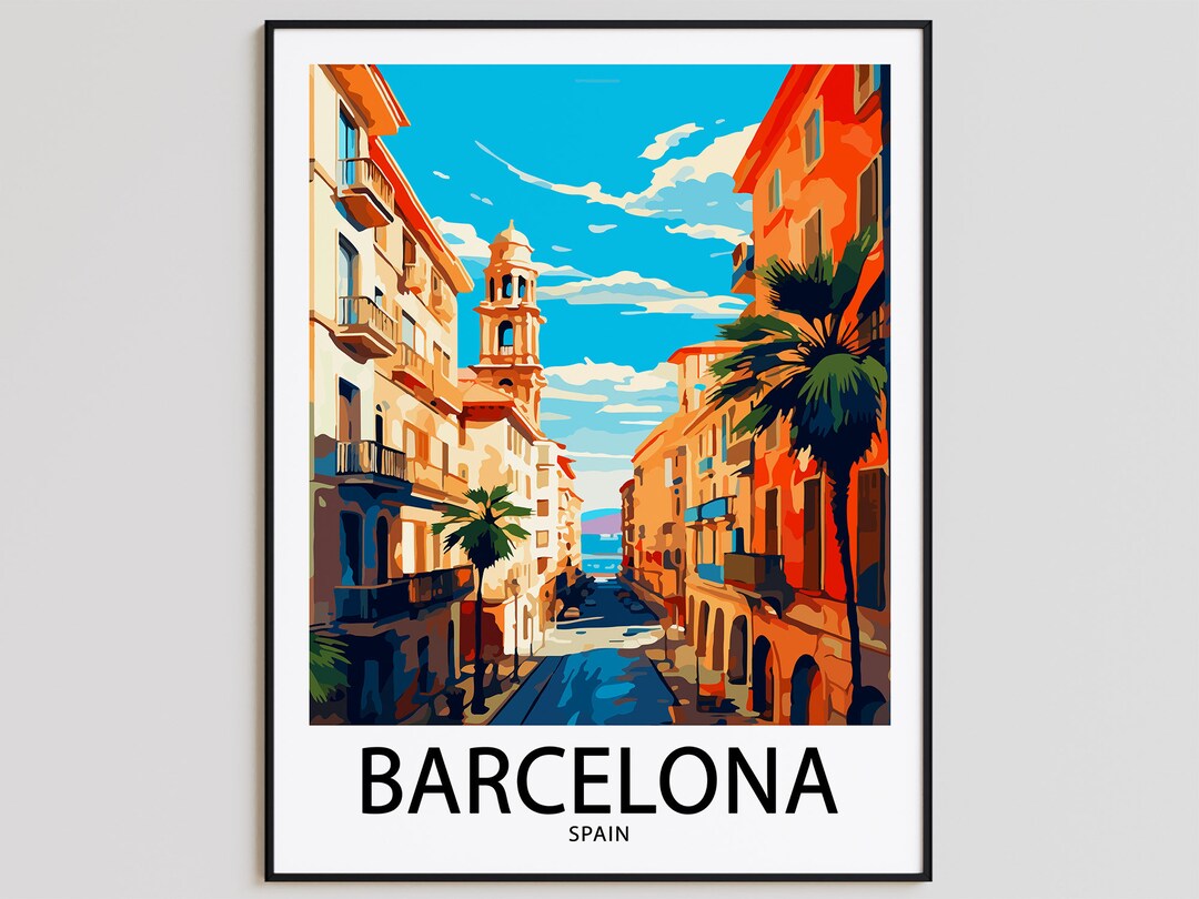 Barcelona Travel Poster Barcelona Print Spain Art Print - Etsy Australia