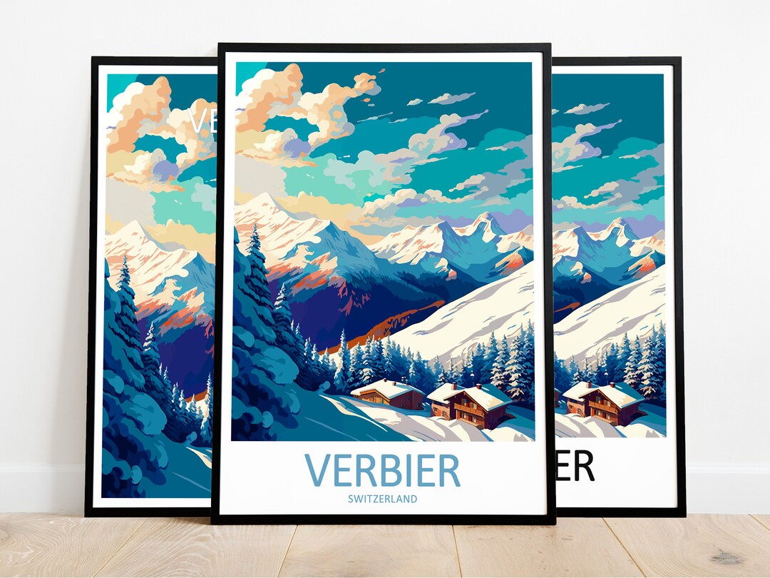 Verbier Travel Print Art Verbier Poster Switzerland Wall Art Decor ...