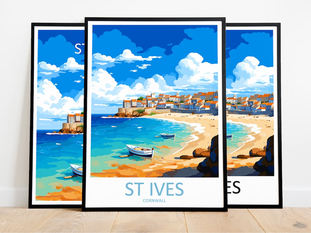 St Ives Travel Print Art St Ives Poster Cornwall Wall Art Decor St Ives ...
