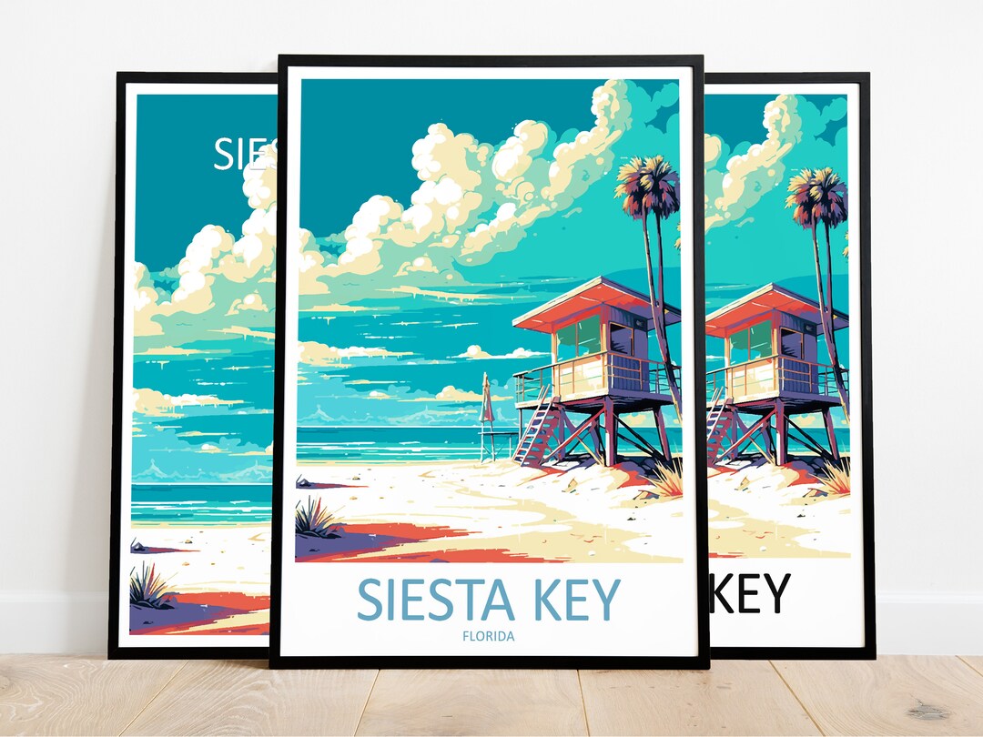 Siesta Key Travel Print Art Siesta Key Poster Florida Wall Art Decor ...