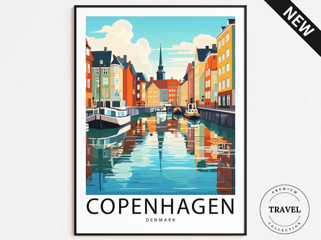 Copenhagen Travel Poster Denmark Copenhagen Print - Etsy