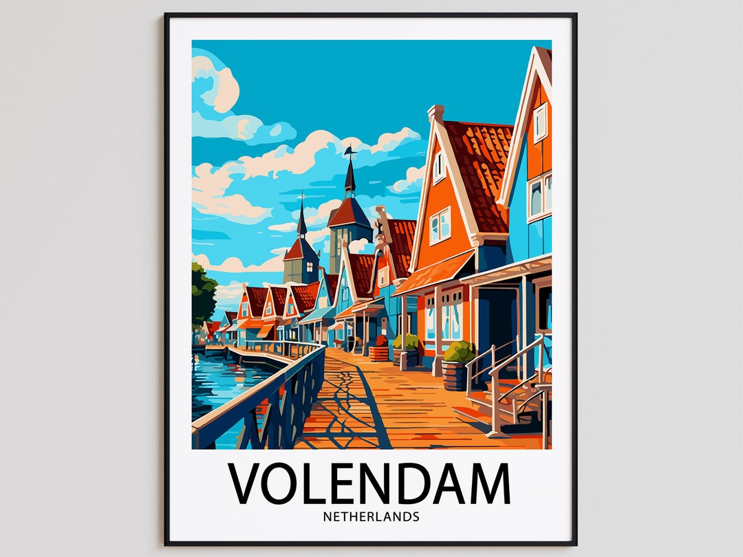Volendam Travel Poster Volendam Print Netherlands Art Print - Etsy