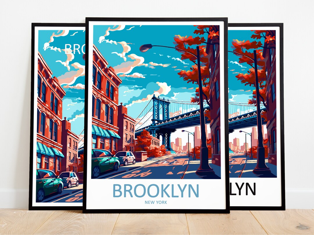 Brooklyn Travel Print Art Brooklyn Poster New York Wall Art Decor ...