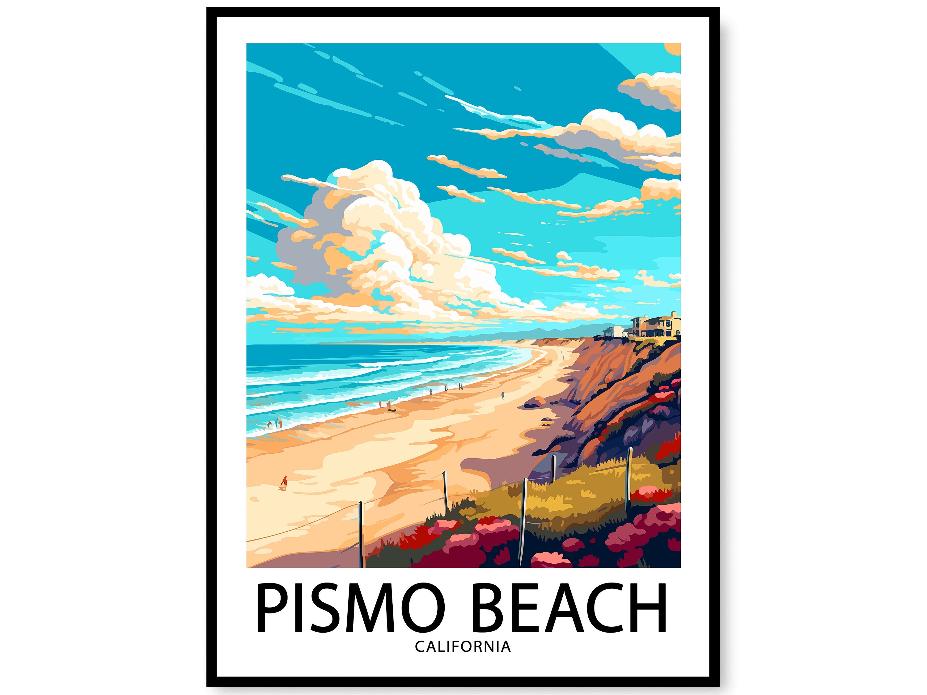 Pismo Beach Travel Poster Pismo Beach Print California Art - Etsy
