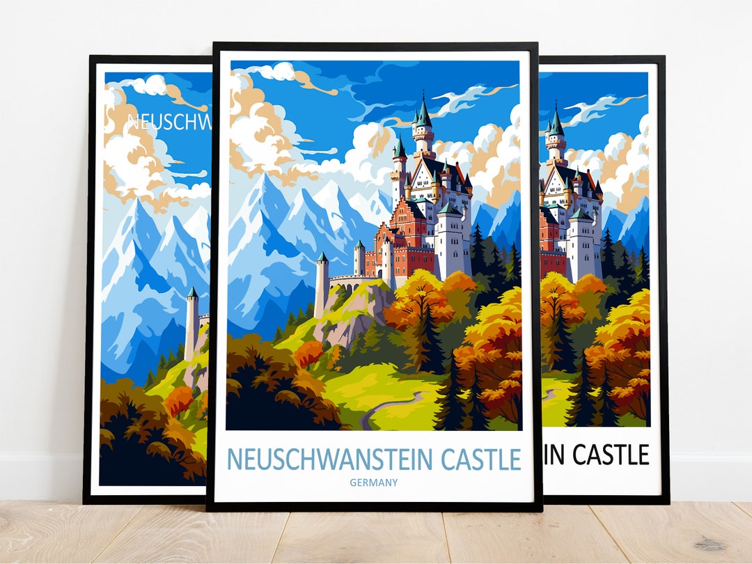 Neuschwanstein Castle Travel Poster Neuschwanstein Castle Print Germany ...