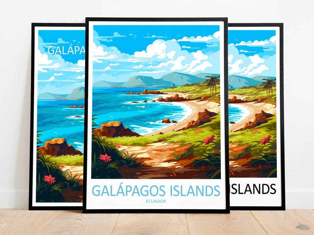 Galápagos Islands Travel Poster Galápagos Islands Print Ecuador Art ...