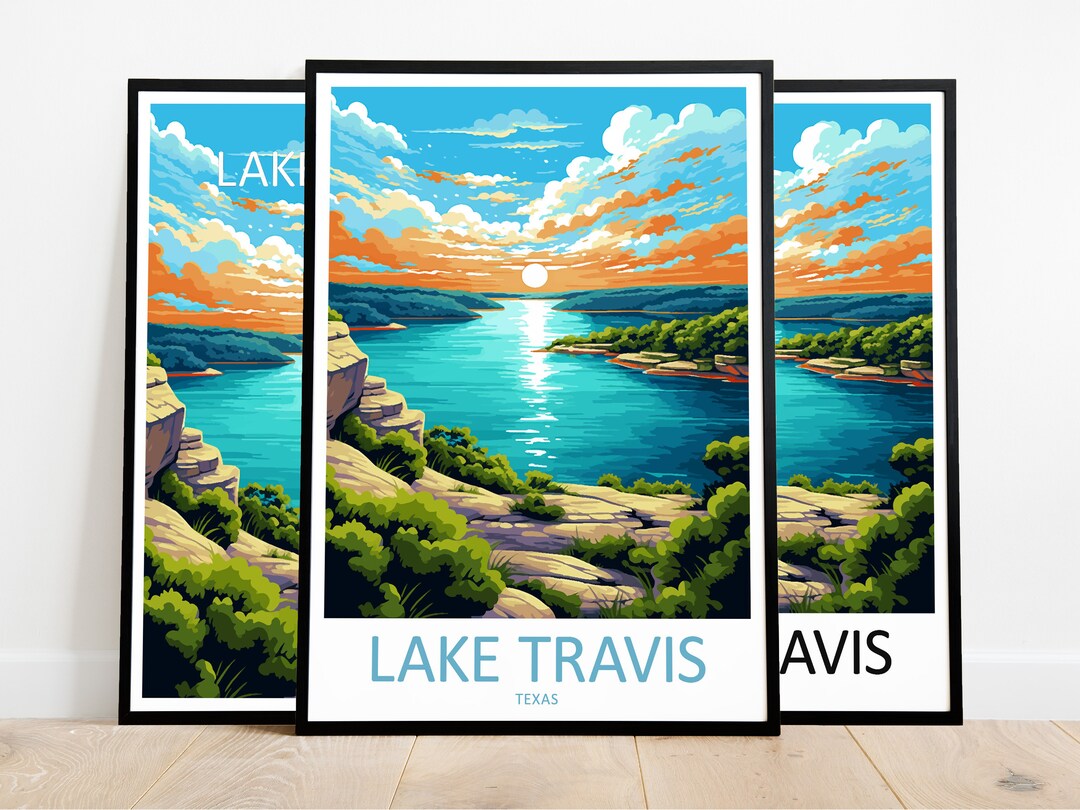 Lake Travis Travel Print Art Lake Travis Poster Texas Wall Art Decor ...