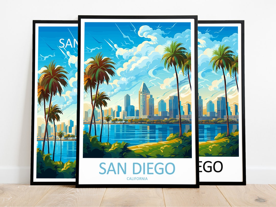 San Diego Travel Print Art San Diego Poster California Wall Art Decor ...
