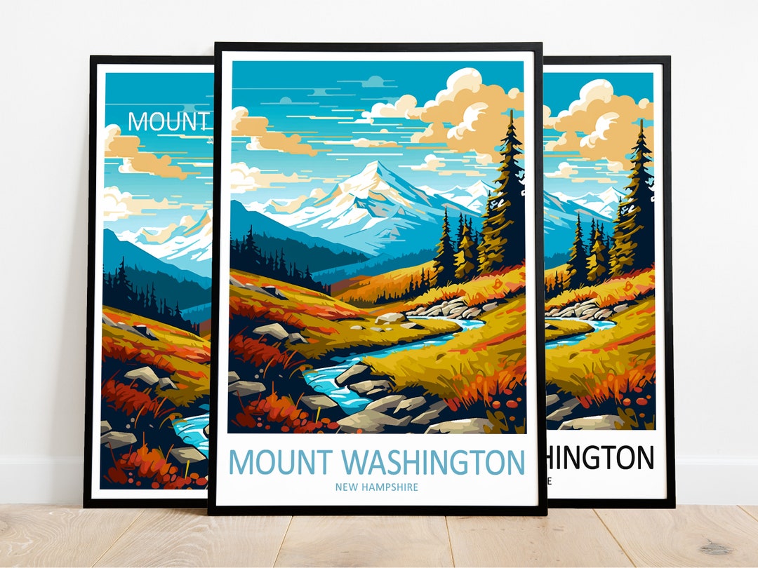 Mount Washington Travel Poster Mount Washington Print New Hampshire Art ...