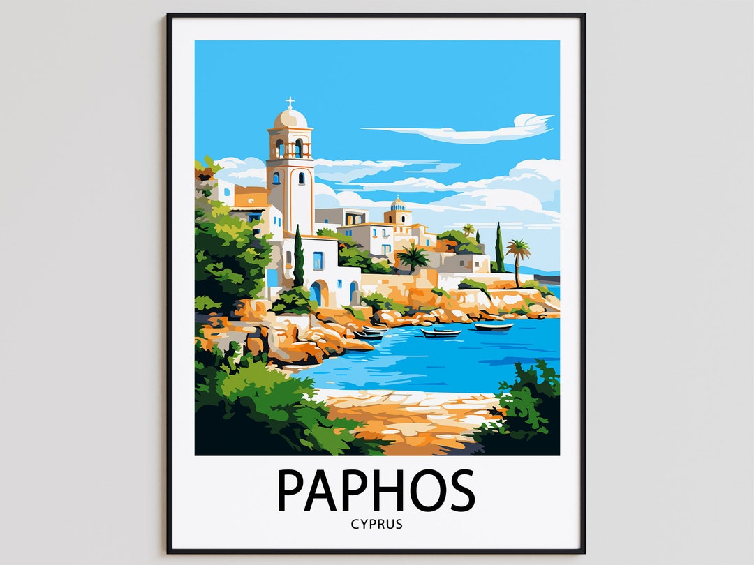 Paphos Travel Poster Paphos Print Cyprus Art Print Paphos Gift Paphos Wall Art Paphos Artwork ...