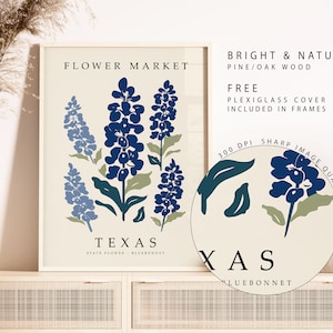 Texas FLOWER MARKET Texas STATE Flower Print Bluebonnet Flower Artwork ...
