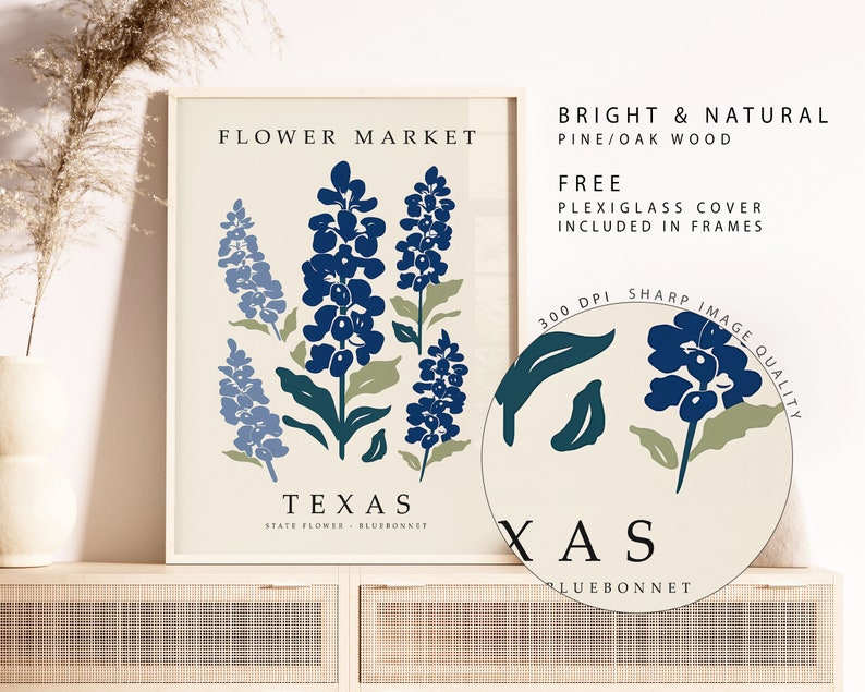 Texas FLOWER MARKET Texas STATE Flower Print Bluebonnet - Etsy