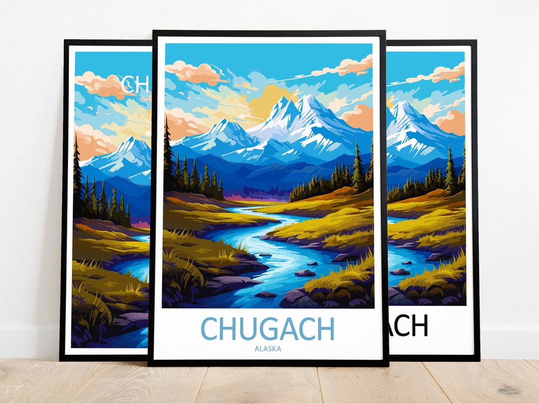 Chugach Travel Print Art Chugach Poster Alaska Wall Art Decor Chugach ...