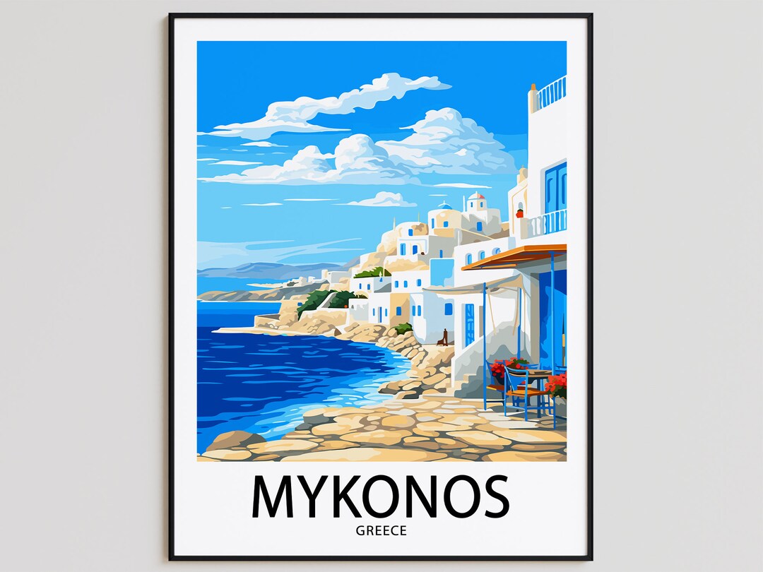 Mykonos Travel Poster Mykonos Print Greece Art Print Mykonos T Mykonos Wall Art Mykonos