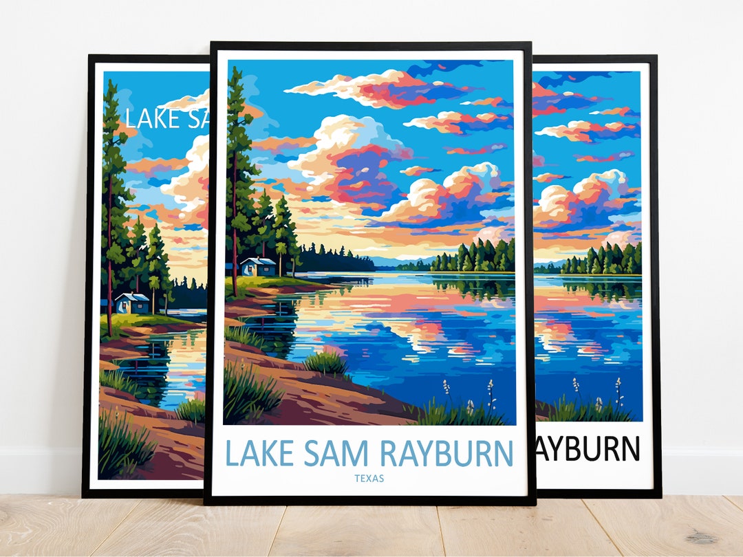 Lake Sam Rayburn Travel Poster Lake Sam Rayburn Print Texas Art Print ...