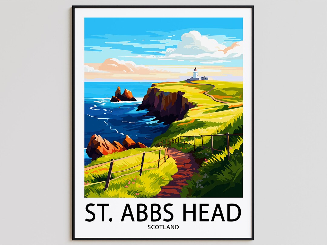 St. Abbs Head Travel Poster St. Abbs Head Print Scotland Art - Etsy