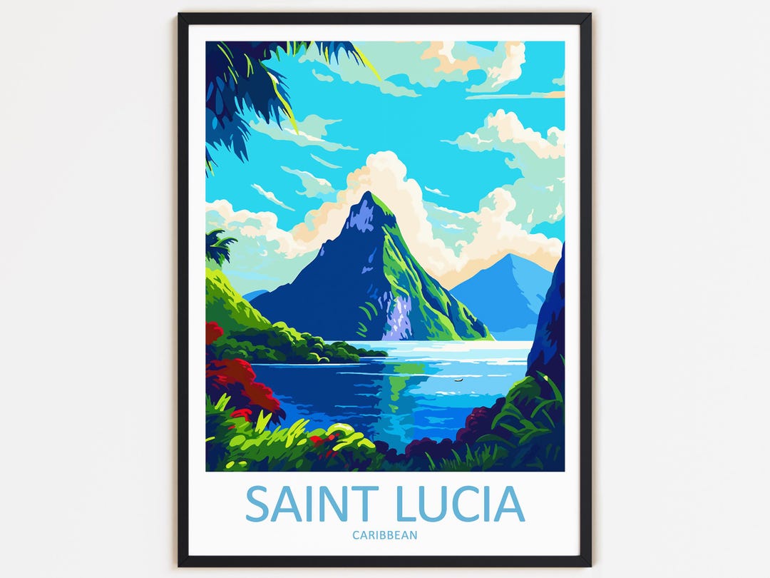Saint Lucia Travel Print Wall Decor Wall Art Saint Lucia Wall Hanging ...