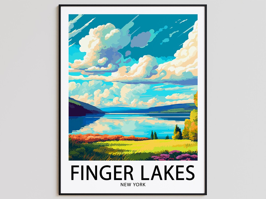 Finger Lakes Travel Poster Finger Lakes Print New York Art Print Finger ...