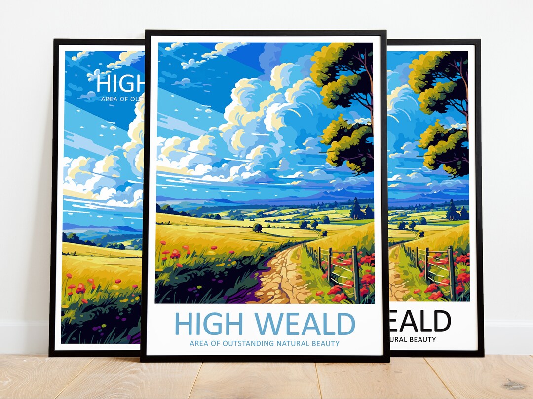 High Weald Travel Poster High Weald Print Area of Outstanding Natural ...