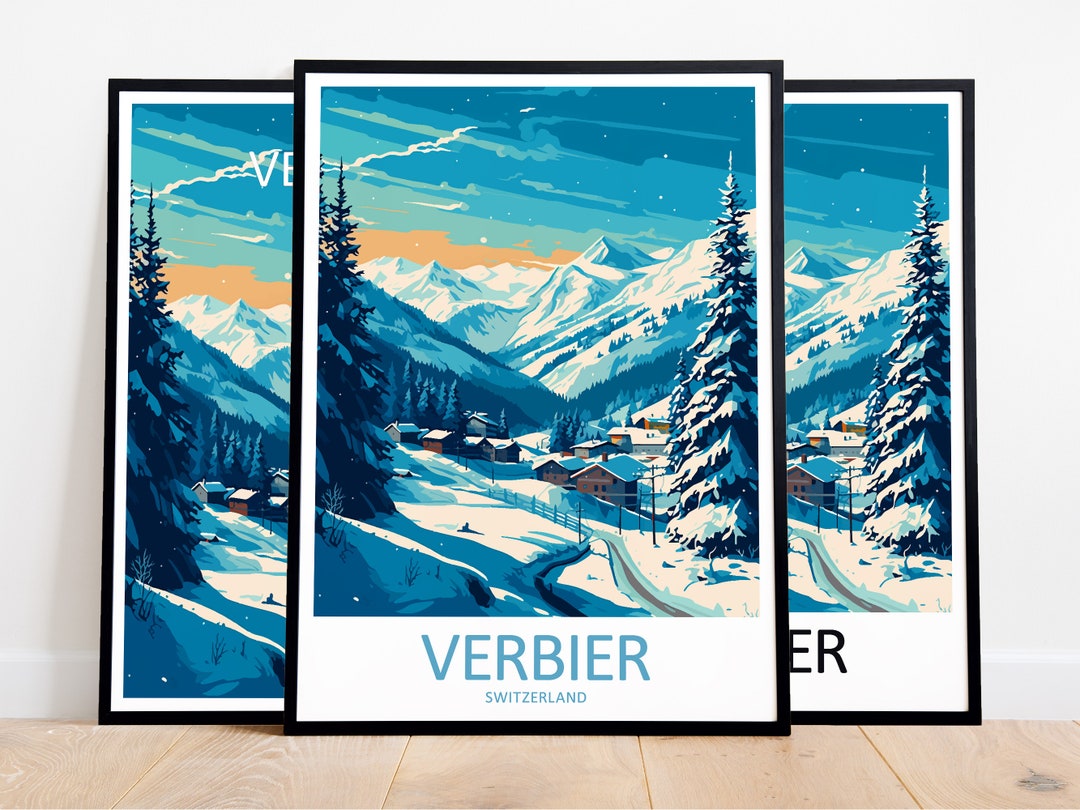 Verbier Travel Print Art Verbier Poster Switzerland Wall Art Decor ...
