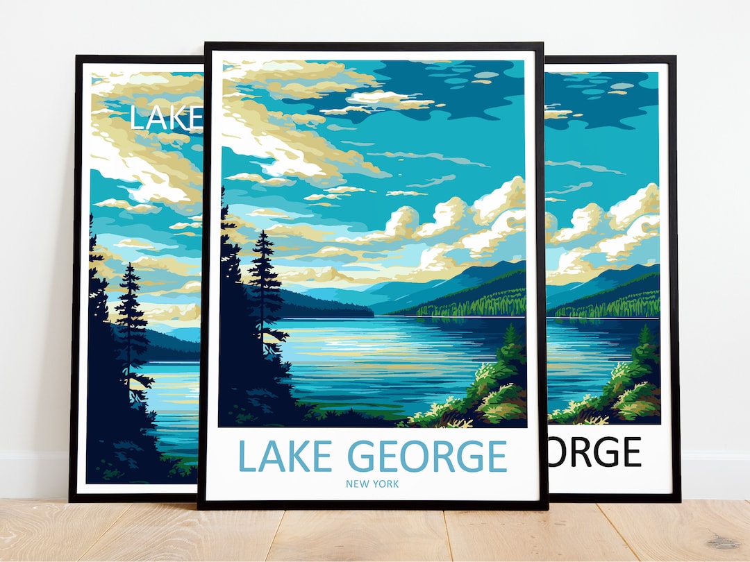 Lake George Travel Print Art Lake George Poster New York Wall Art Decor ...