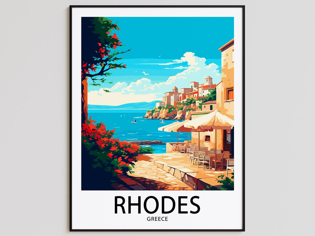 Rhodes Travel Poster Rhodes Print Greece Art Print Rhodes Gift - Etsy.de