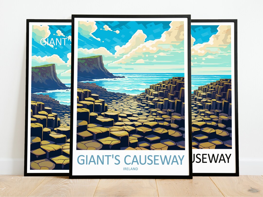 Giant's Causeway Travel Poster Giant's Causeway Print Ireland Art Print ...