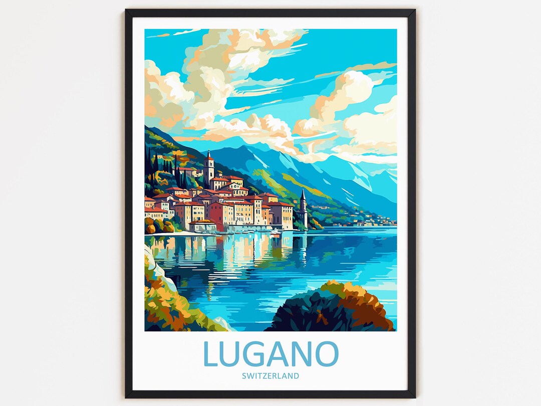 Lugano Travel Print Wall Decor Wall Art Lugano Wall Hanging Home Décor ...